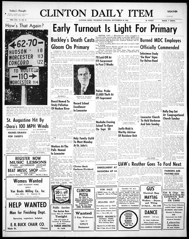 Clinton Daily Item. September 10, 1964 - Digital Commonwealth