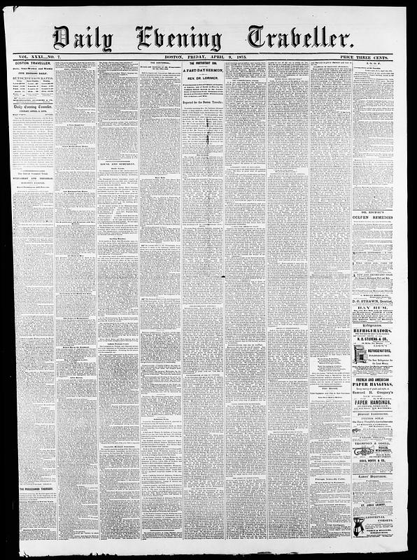 Daily Evening Traveller. April 09, 1875 - Digital Commonwealth