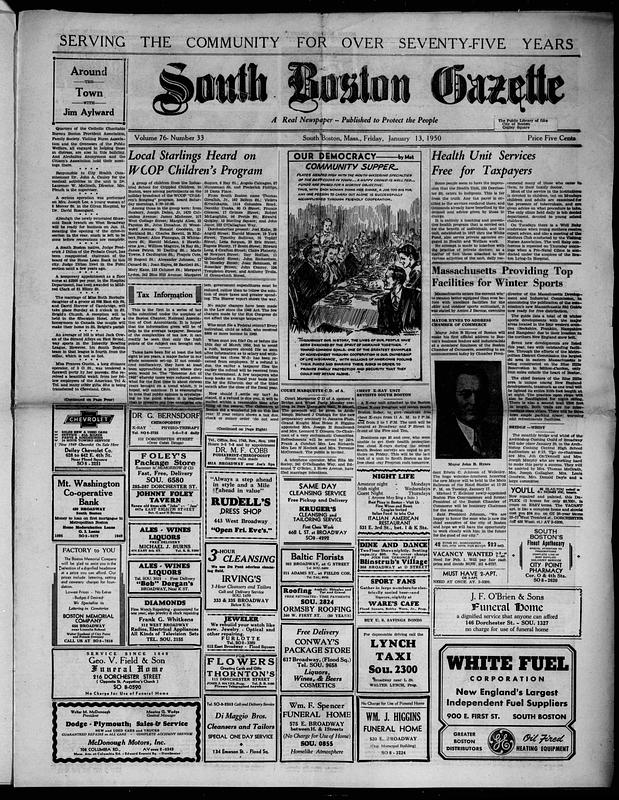 South Boston Gazette. January 13, 1950 - Digital Commonwealth