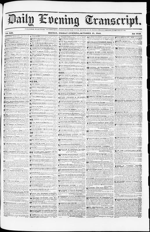Daily Evening Transcript. October 21, 1842 - Digital Commonwealth