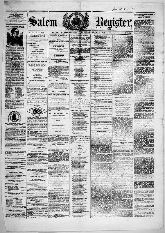 Salem Register. July 04, 1872 - Digital Commonwealth