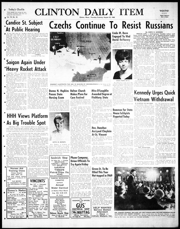 Clinton Daily Item. August 22, 1968 - Digital Commonwealth