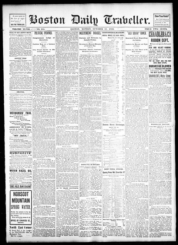 Boston Daily Traveller. October 17, 1892 - Digital Commonwealth