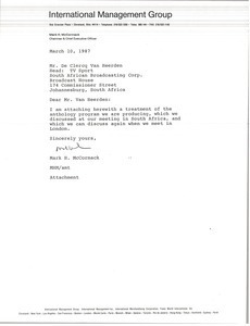 Letter from Mark H. McCormack to De Clercq Van Heerden - Digital ...