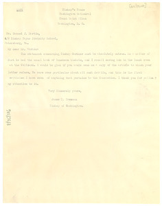 Copy of a letter from James E. Freeman to Samuel J. Martin - Digital ...