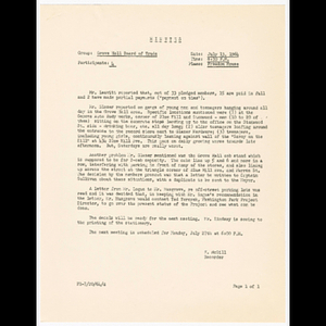 Minutes for Grove Hall Board of Trade meeting on July 13, 1964 ...