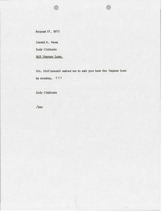 Memorandum from Judy Chilcote to David A. Rees - Digital Commonwealth