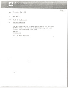 Memorandum from Mark H. McCormack to Bob Kain - Digital Commonwealth