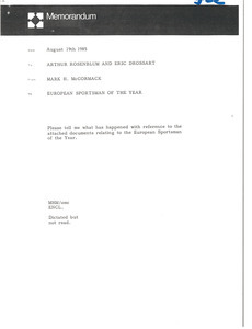 Memorandum from Mark H. McCormack to Arthur Rosenblum and Eric Drossart ...
