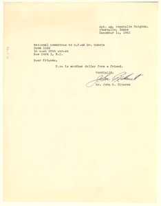Letter from John G. Rideout to National Committee to Defend Dr. W. E. B ...