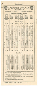 Pennsylvania Railroad Train Schedule - Digital Commonwealth