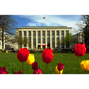 Ell Hall and Krentzman Quadrangle in spring - Digital Commonwealth