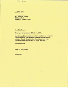 Letter from Mark H. McCormack to Malcolm Ferrier - Digital Commonwealth