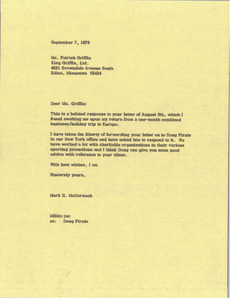 Letter from Mark H. McCormack to Patrish Griffin - Digital Commonwealth