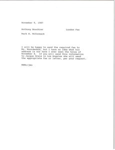 Fax from Mark H. McCormack to Anthony Bouchier - Digital Commonwealth