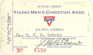 Membership card from Butler Street Young Men's Christian Association ...