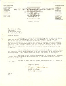 Letter from YMCA of the City of New York, Harlem Branch to W. E. B. Du ...