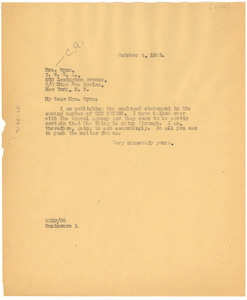 Letter from W. E. B. Du Bois to Cordella A. Winn - Digital Commonwealth