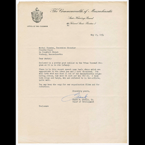 Letter from Frank W. Morris Jr. to Muriel Snowden enclosing an outline ...
