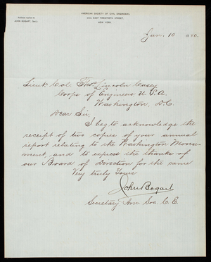 John Bogart to Thomas Lincoln Casey, January 10, 1880 - Digital ...