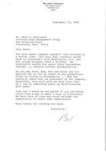 Letter from William C. Portman to Mark H. McCormack - Digital Commonwealth
