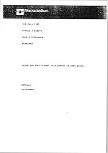 Memorandum from Mark H. McCormack to Arthur J. Lafave - Digital ...