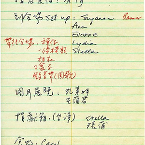 Handwritten notes in Chinese and English pertaining to celebrations of ...