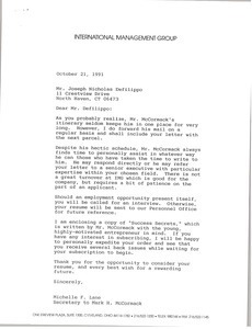 Letter from Michelle F. Lane to Joseph Nicholas DeFilippo - Digital ...