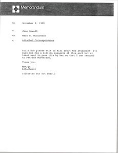 Memorandum from Mark H. McCormack to Jean Sewell - Digital Commonwealth