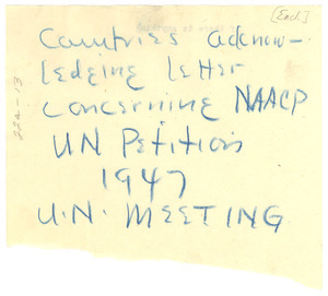 Note on nations acknowledging the NAACP letter of September 29, 1947 ...