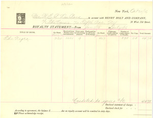 Royalty statement from Henry Holt and Company - Digital Commonwealth