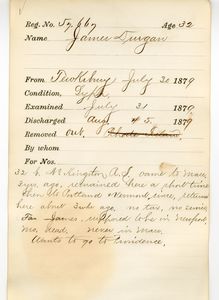 Tewksbury Almshouse Intake Record: Durgan, James - Digital Commonwealth