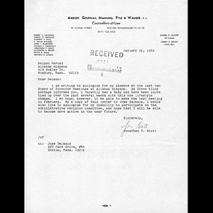 Letter from Jonathan P. Hiatt to Nelson Merced. - Digital Commonwealth