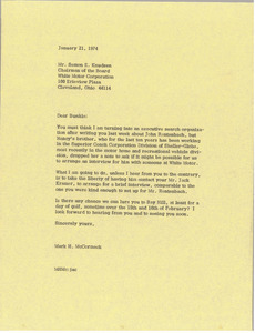 Letter from Mark H. McCormack to Semon E. Knudsen - Digital Commonwealth