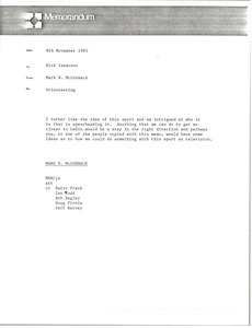 Memorandum from Mark H. McCormack to Rick Isaacson - Digital Commonwealth