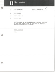 Memorandum from Mark H. McCormack to Rick Isaacson - Digital Commonwealth