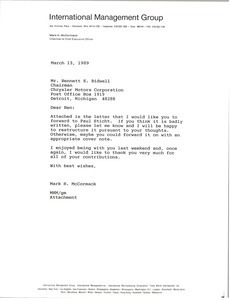 Letter from Mark H. McCormack to Bennett E. Bidwell - Digital Commonwealth