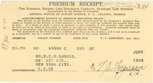 Receipt from the National Benefit Life Insurance Company - Digital ...