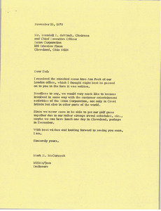 Letter from Mark H. McCormack to E. Mandell de Windt - Digital Commonwealth