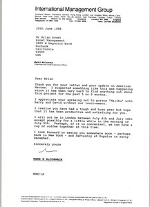 Letter from Mark H. McCormack to Brian Avnet - Digital Commonwealth