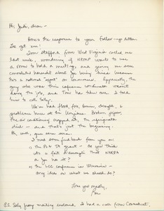 Letter from Rae Unzicker to Judi Chamberlin - Digital Commonwealth