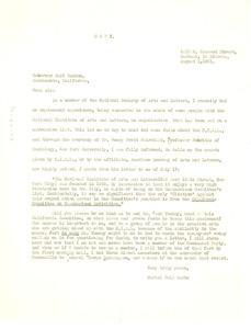 Letter from Muriel Culp Barbe to Governor Earl Warren - Digital ...