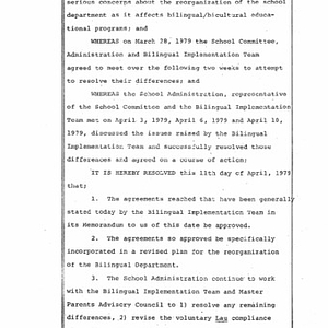 School committee resolution for the reoriganization of the bilingual ...
