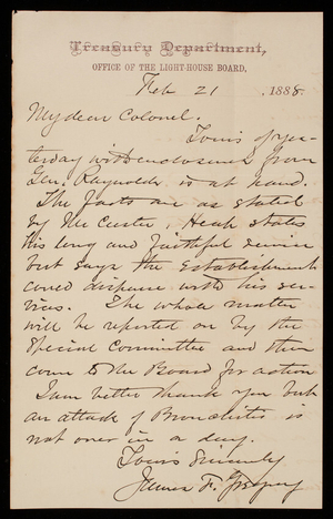 James F. Gregory to Thomas Lincoln Casey, February 21, 1888 - Digital ...
