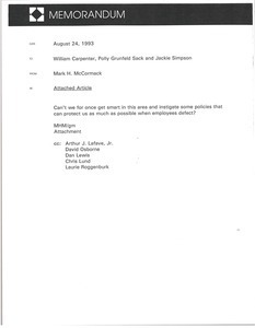 Memorandum from Mark H. McCormack to William Carpenter, Polly Grunfeld ...