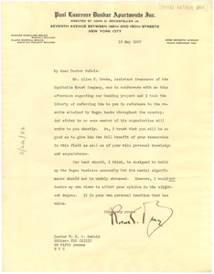Letter from Roscoe Conkling Bruce to W. E. B. Du Bois - Digital ...