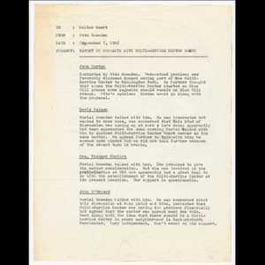 Report from Otto Snowden to Walter Smart about reports on contacts with ...