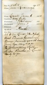 Tewksbury Almshouse Intake Record: Kavanaugh, Jane - Digital Commonwealth