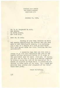 Letter from Samuel Guy Inman to W. E. B. Du Bois - Digital Commonwealth