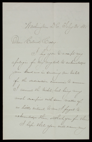 Gene Terry to Thomas Lincoln Casey, February 21, 1885 - Digital ...